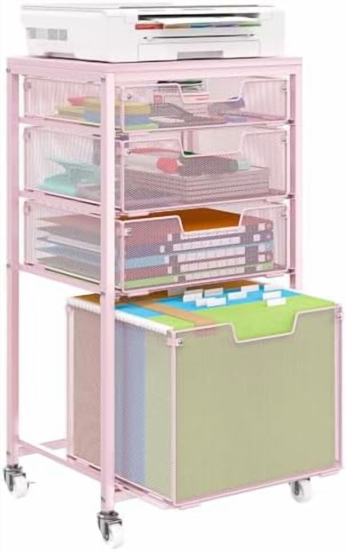 4 Drawer Rolling File Cart Under Desk Storage, File Cabinets for Home ...