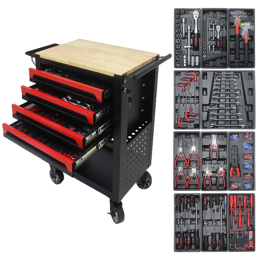 4-Drawer Rolling Tool Cart with 238 Piece Tool Set, Heavy Duty Tool Box ...