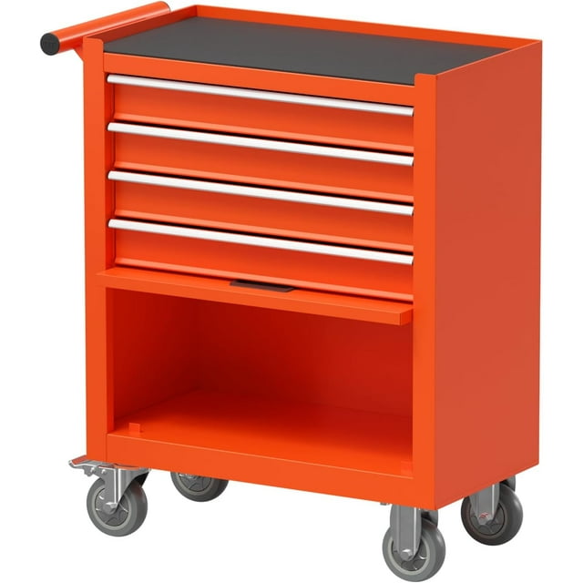 4 Drawer Rolling Tool Chest, Metal Tool Cart on Wheels, Key Locking ...