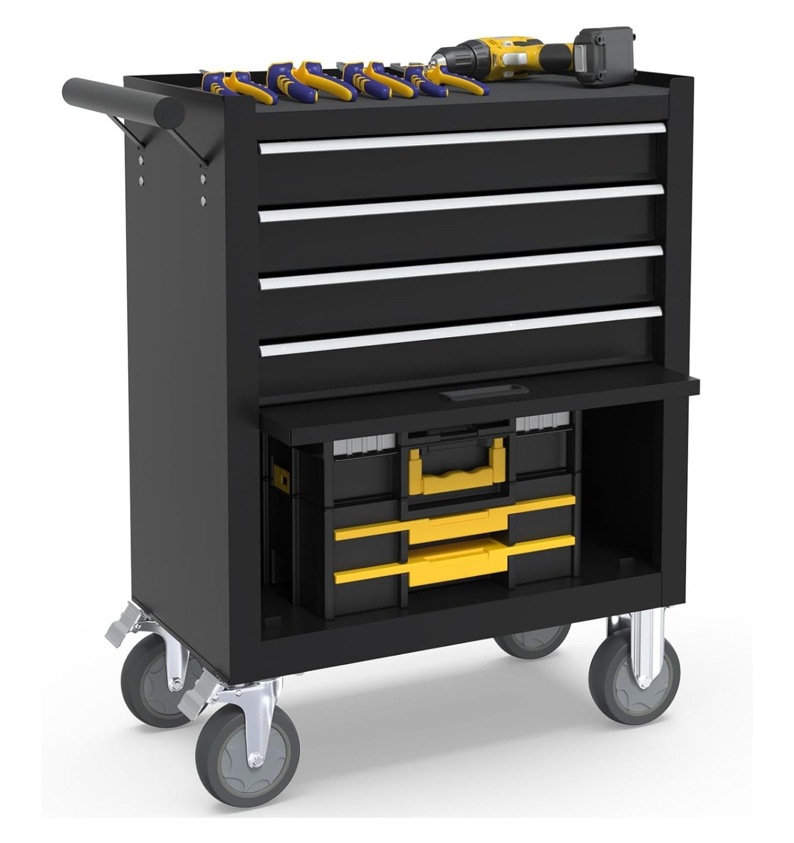 4-Drawer Rolling Tool Chest Toolbox, Tool Storage Cabinet with Wheels ...