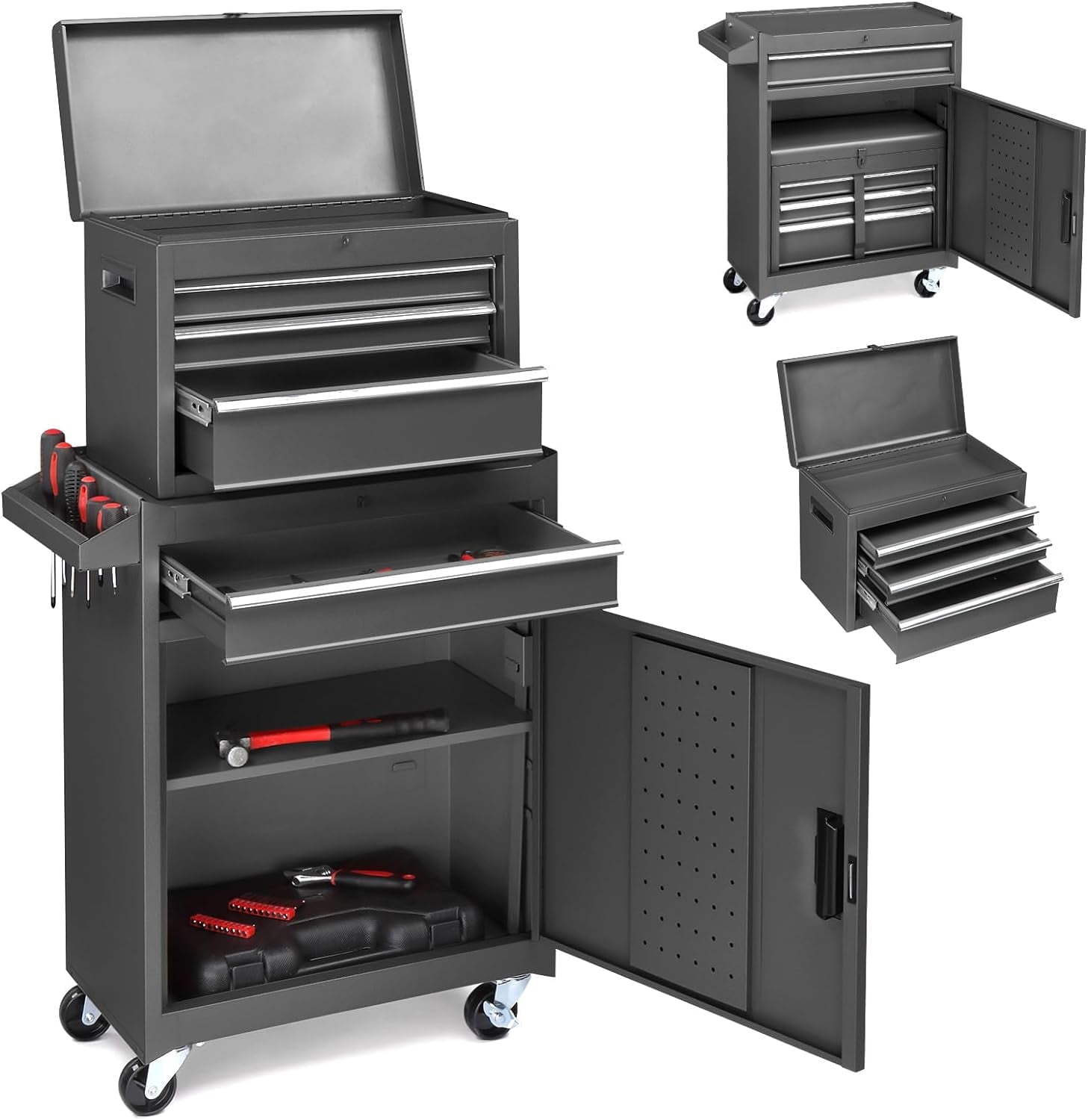 SYNYLIIFE 4-Drawer Rolling Tool Chest with Wheels & Lock, Tool Box with ...