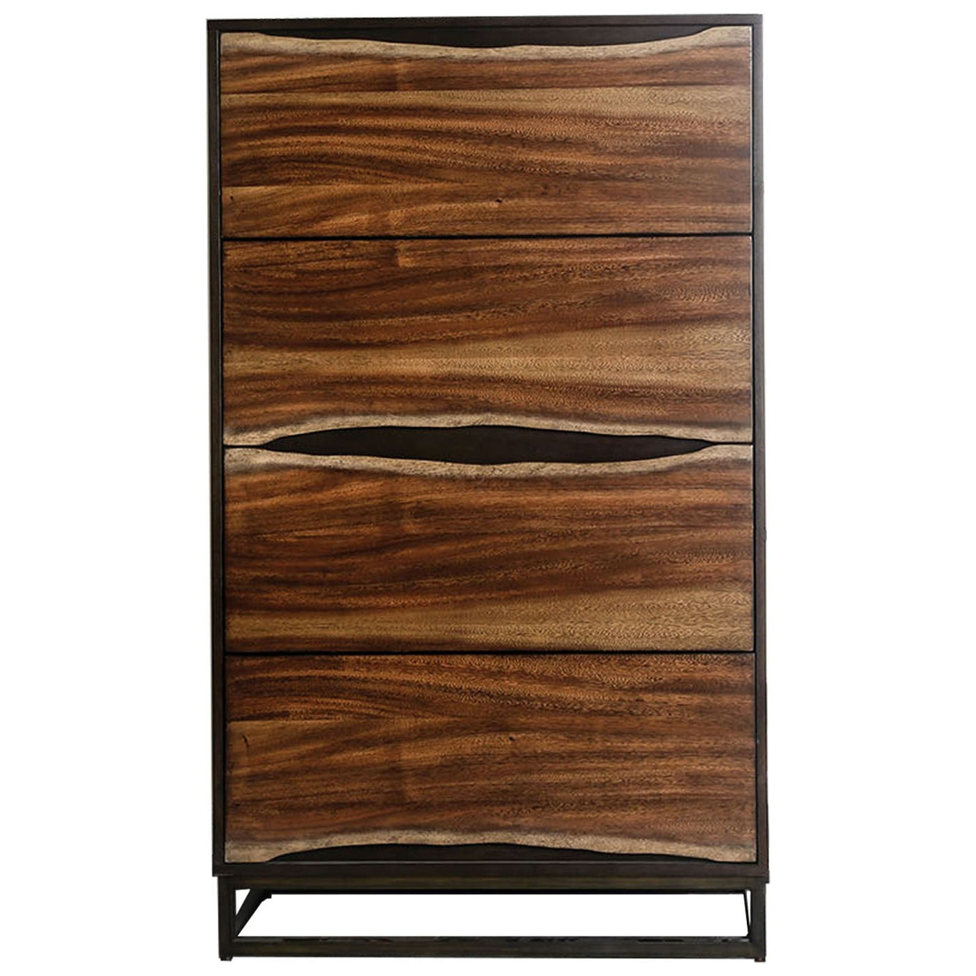 4 Drawer Split Wood Paneling Chest with 2 Tone Design, Brown - Walmart.com