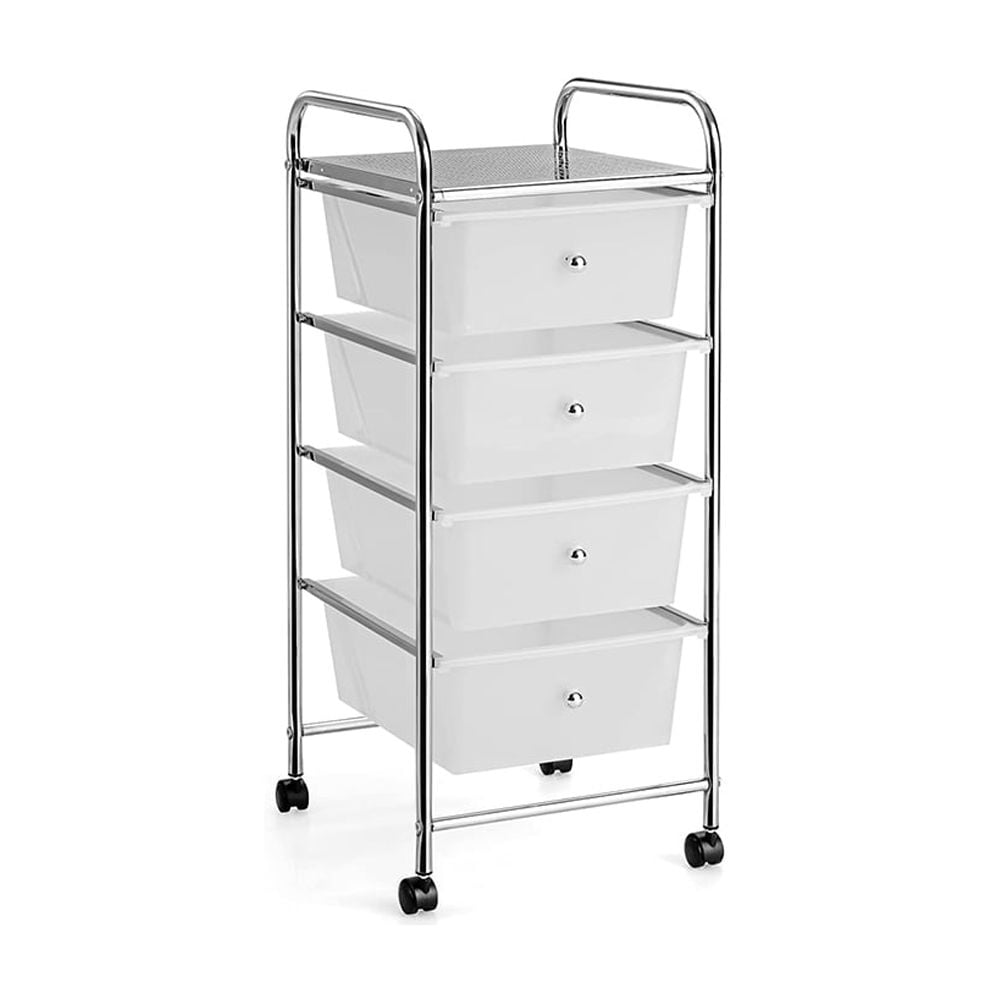 4-Drawer Storage Cart, Rolling Storage Drawer Organizer with 2 Lockable ...