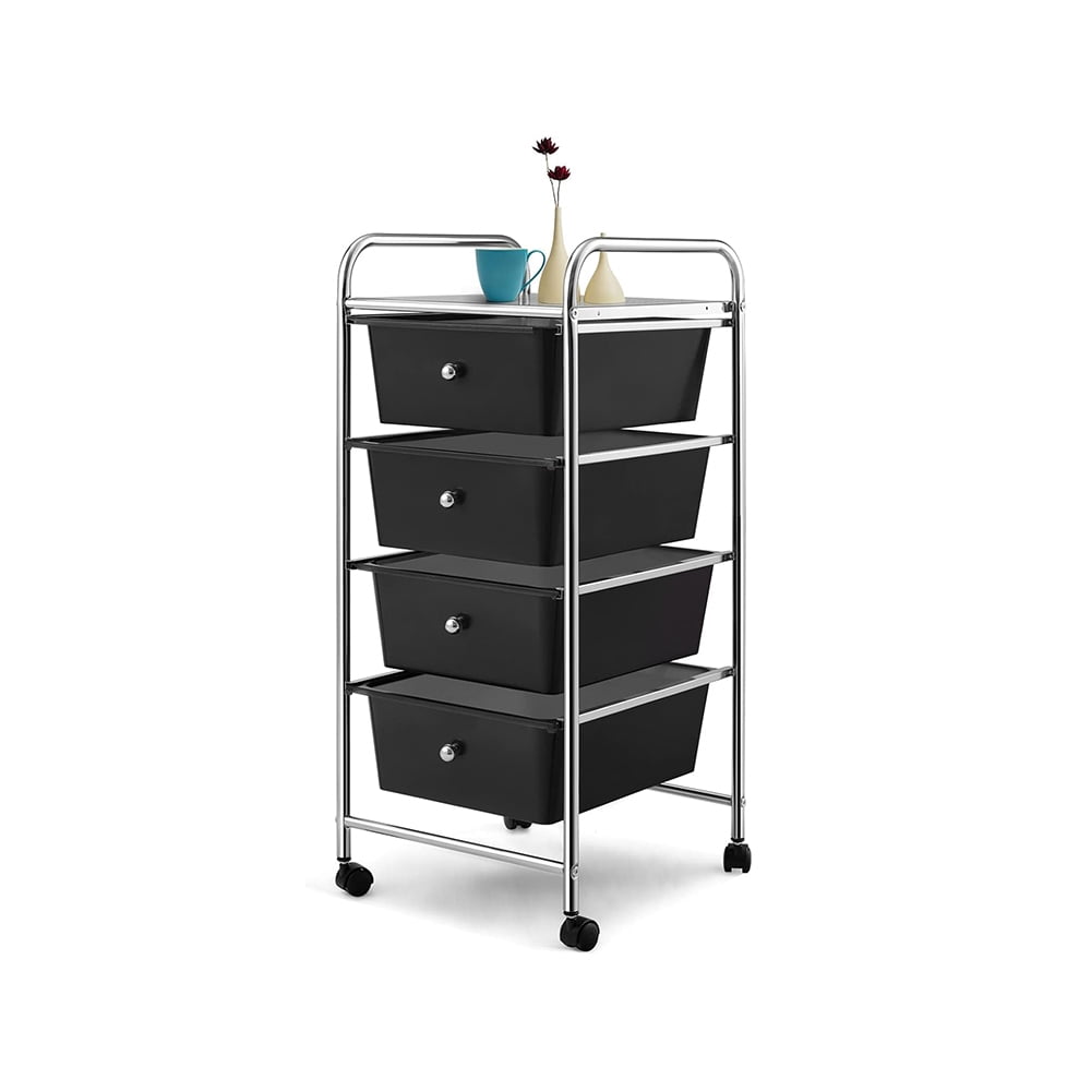 4-Drawer Storage Cart, Rolling Storage Drawer Organizer with Mesh Top ...