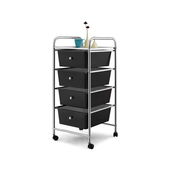 4-Drawer Storage Cart, Rolling Storage Drawer Organizer with Mesh Top ...