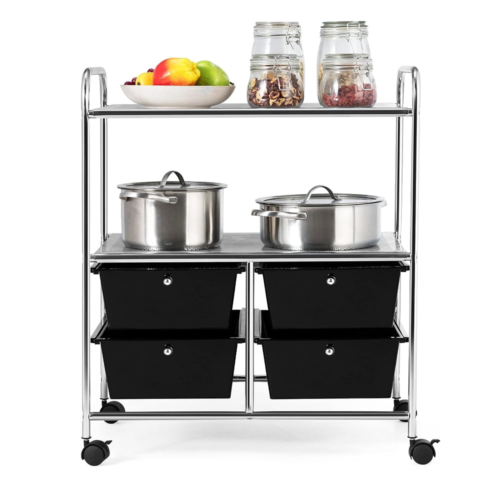 4-Drawer Storage Cart, Utility Mobile Storage Organizer, 4-Drawer ...