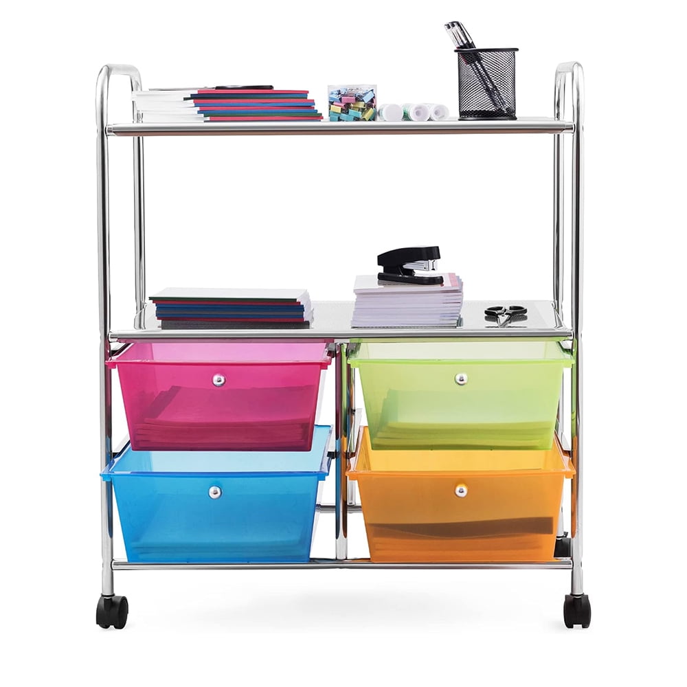 4-Drawer Storage Cart, Utility Mobile Storage Organizer, 4-Drawer ...