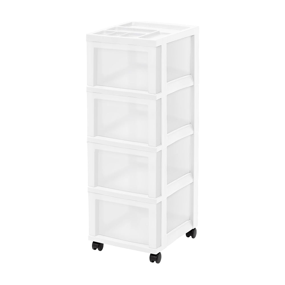 4-Drawer Storage Cart with Organizer Top and Smooth-glide Casters for ...