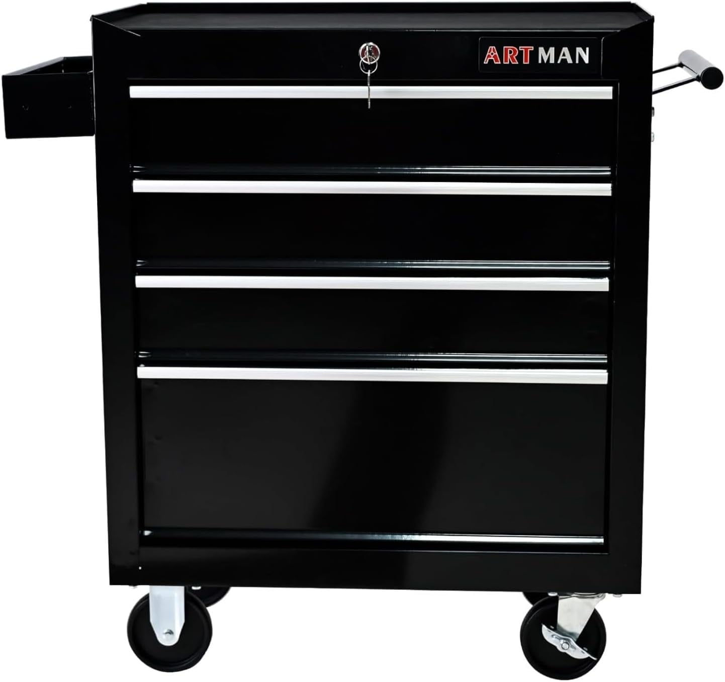 4-Drawer Tool Cart, Lockable Tool Trolley with Liners, Wheels, Multi ...
