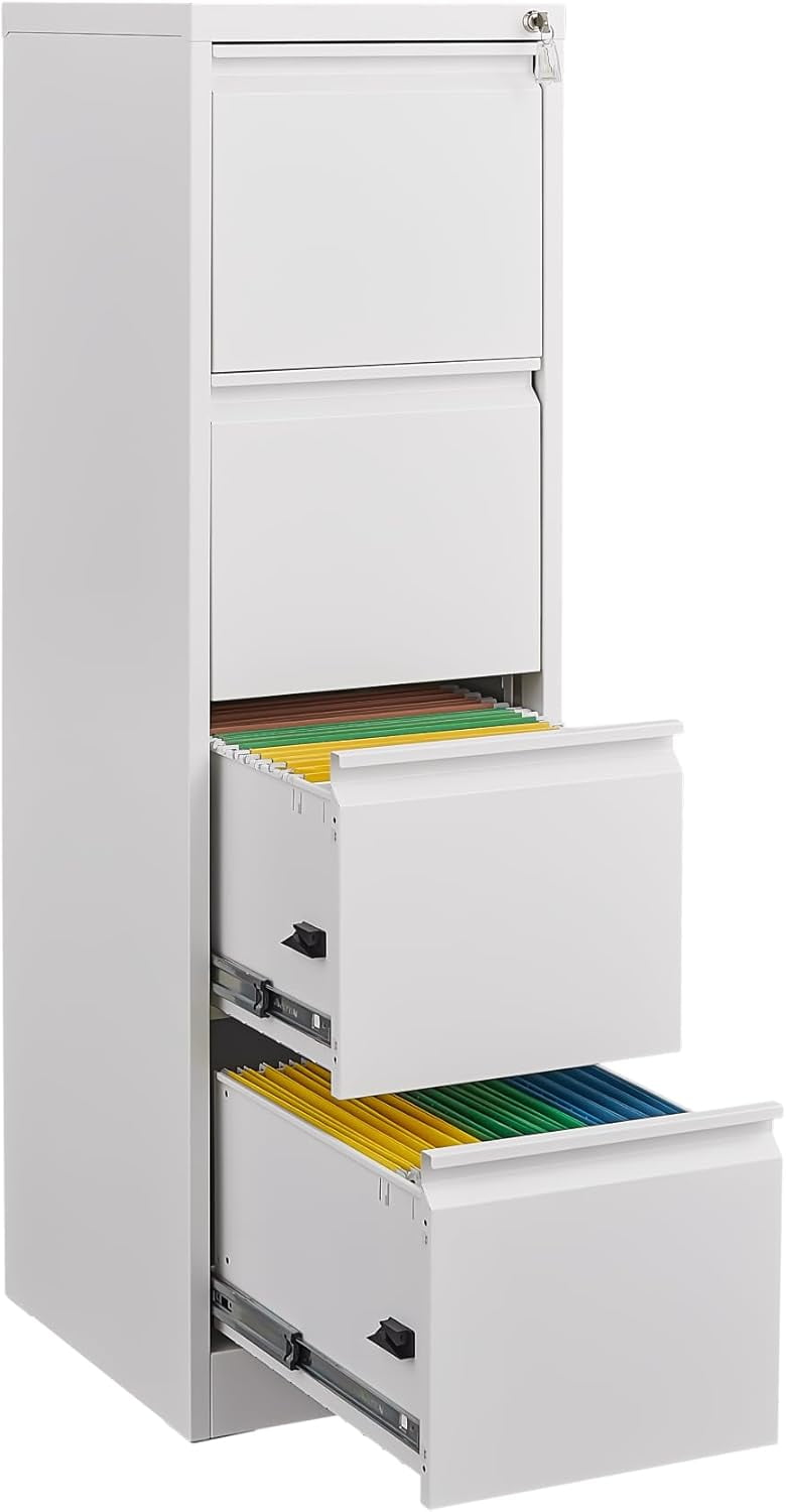 4 Drawer Vertical File Cabinet with Lock, Anti Tip 4 Storage Drawers ...