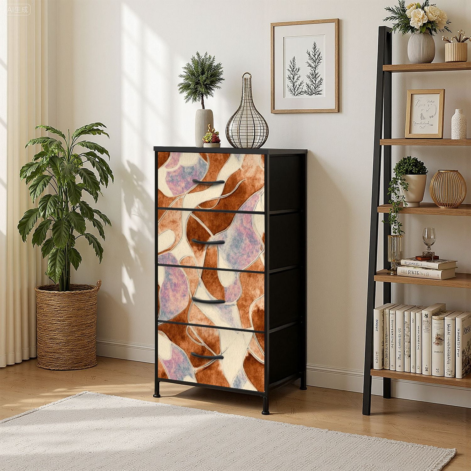 4 Drawer Vertical Storage Dresser Abstract watercolor drawing doodle ...