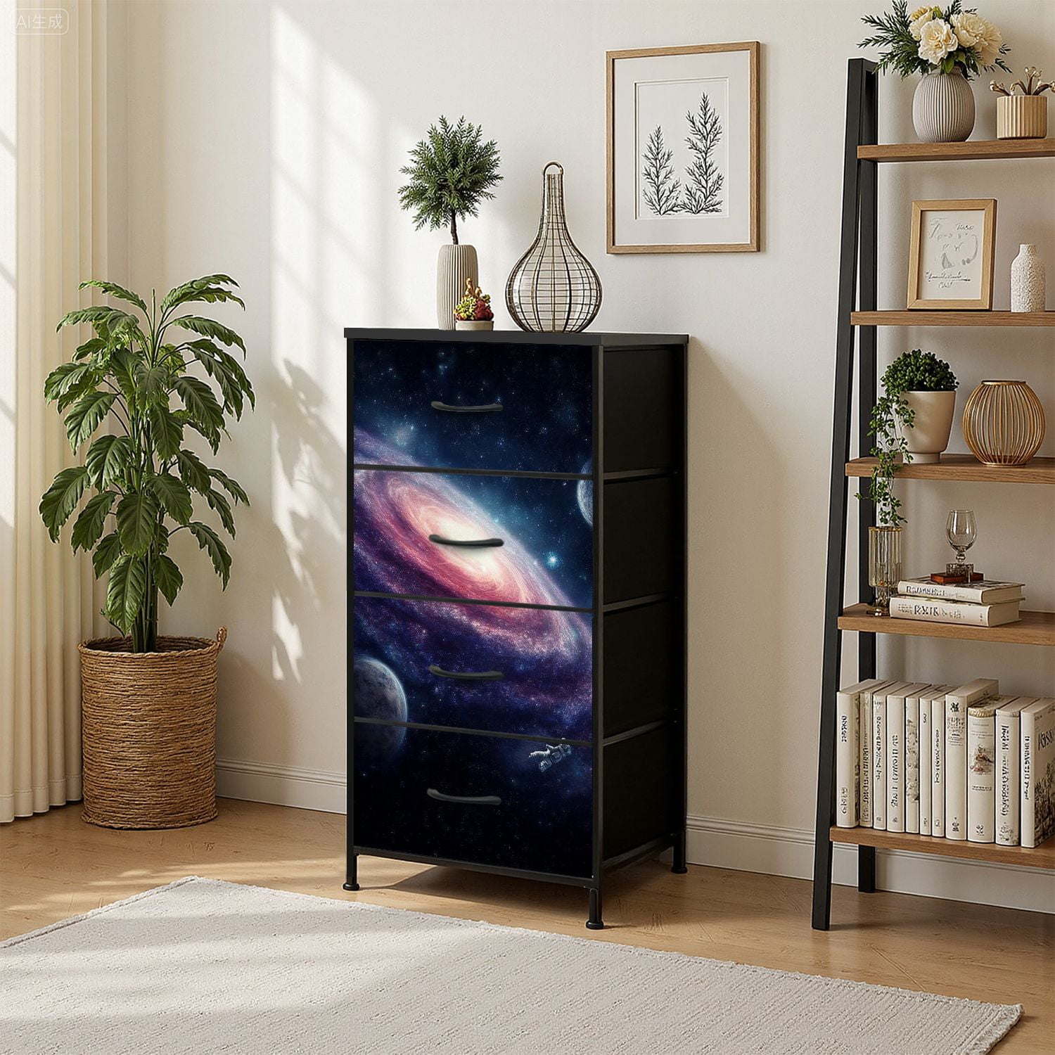 4 Drawer Vertical Storage Dresser Color galaxy space planets abstract ...