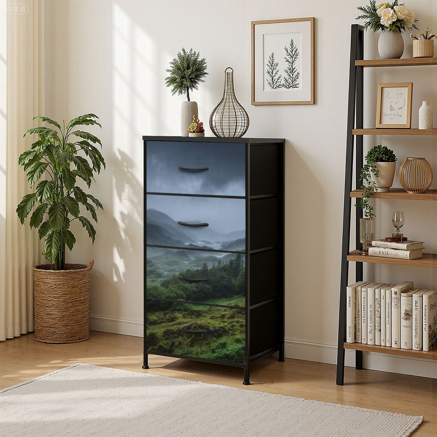 4 Drawer Vertical Storage Dresser Dramatic storm sky mist heavy rain ...