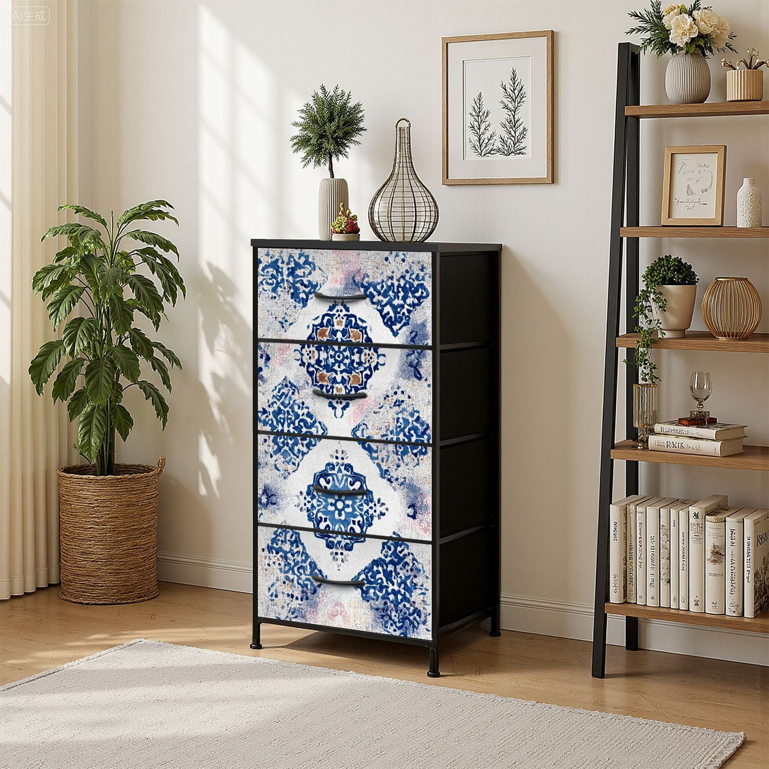 4 Drawer Vertical Storage Dresser Ethnic floral damasks patterns ...
