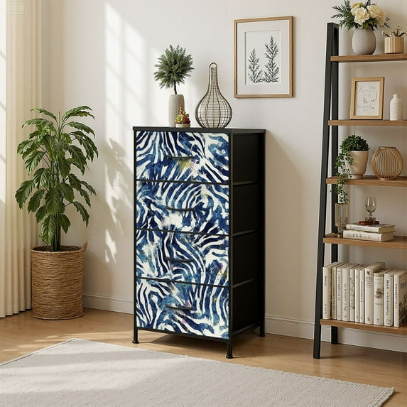 4 Drawer Vertical Storage Dresser Hand Watercolor Zebra Animal Skin Dye ...