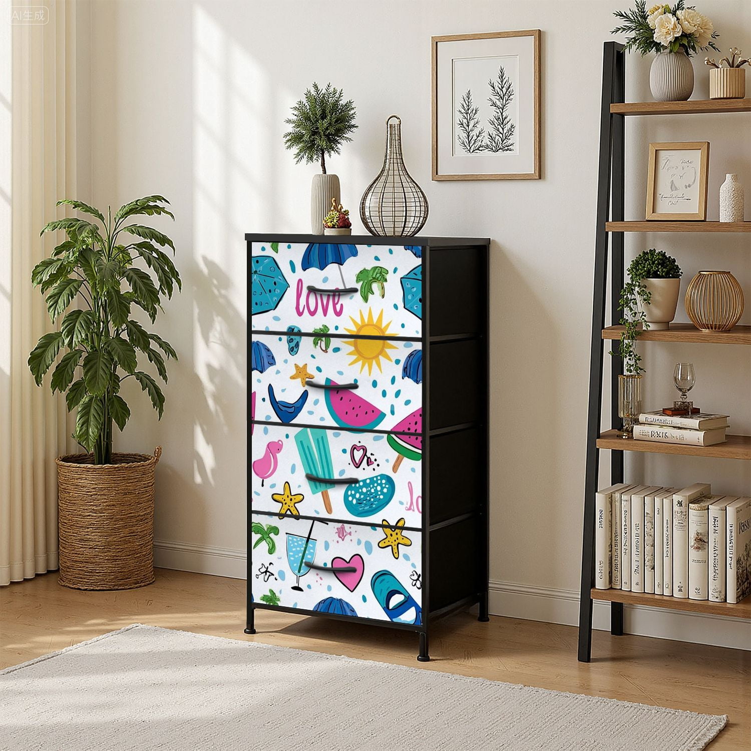 4 Drawer Vertical Storage Dresser Lettering love Summer ice cream flip ...