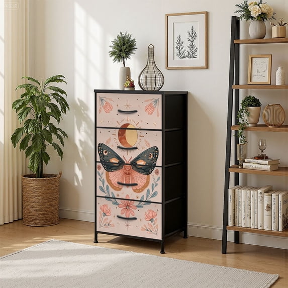 4 Drawer Vertical Storage Dresser Magical butterfly bloomy starry space ...