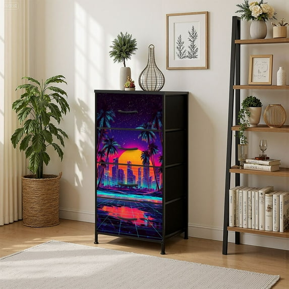 4 Drawer Vertical Storage Dresser Punk City Uv Reactive Blacklight ...