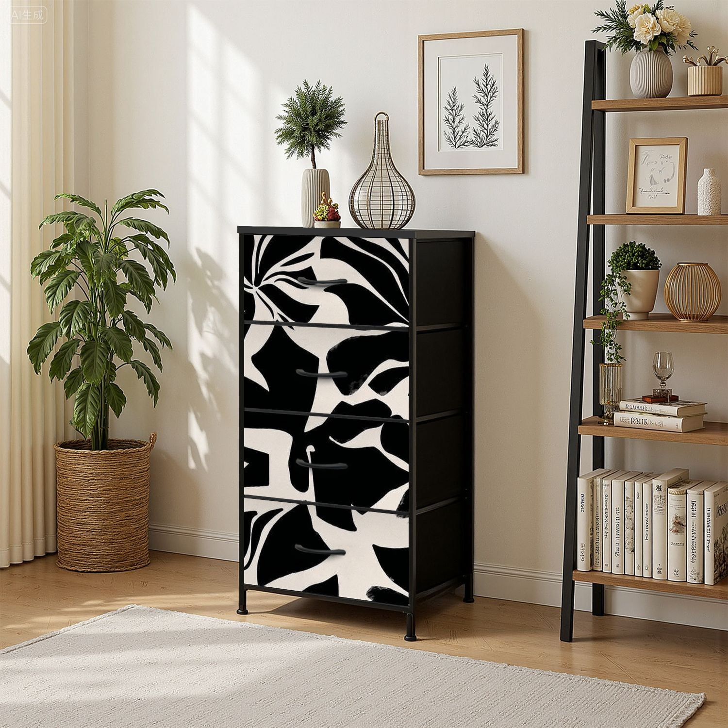 4 Drawer Vertical Storage Dresser Simple abstract contemporary Hand ...