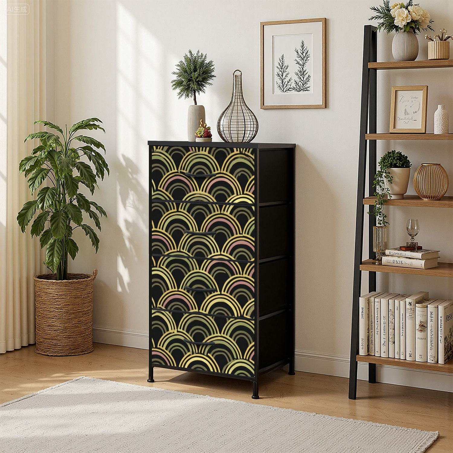 4 Drawer Vertical Storage Dresser antique palette wave scales with Wood ...