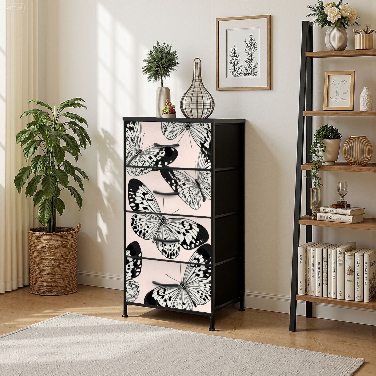 4 Drawer Vertical Storage Dresser butterflies Butterfly print Trendy ...