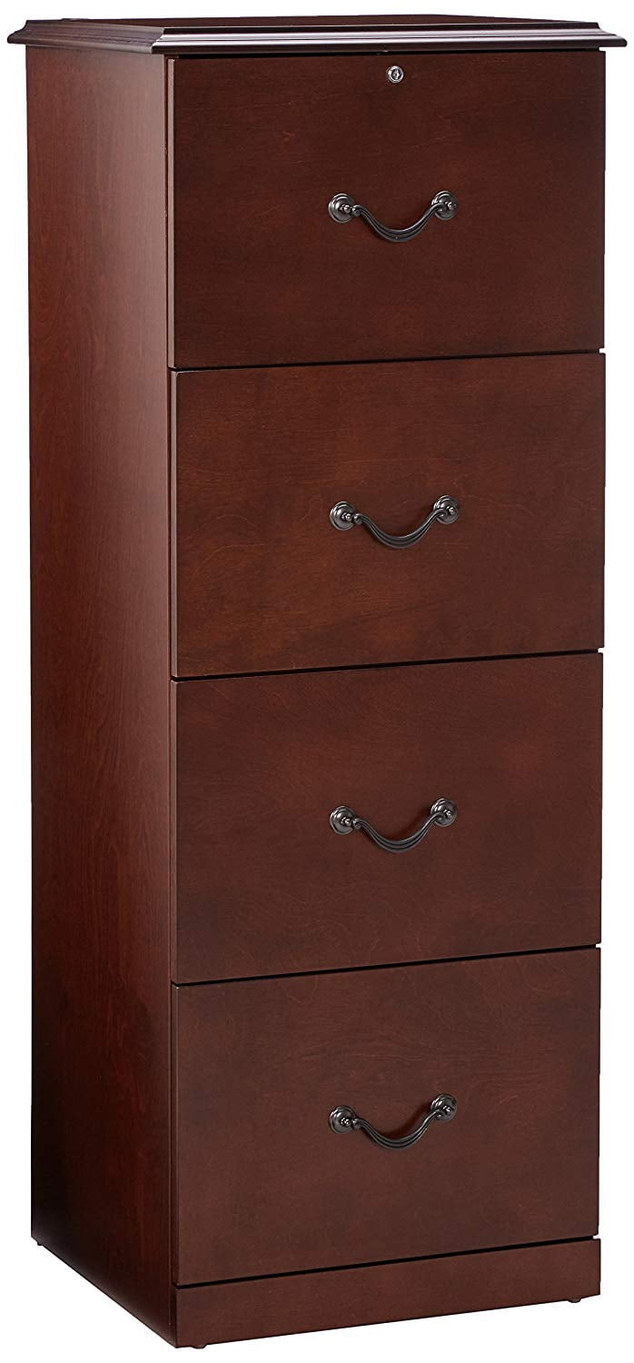 4 Drawer Vertical Wood Lockable Filing Cabinet, Cherry - Walmart.com