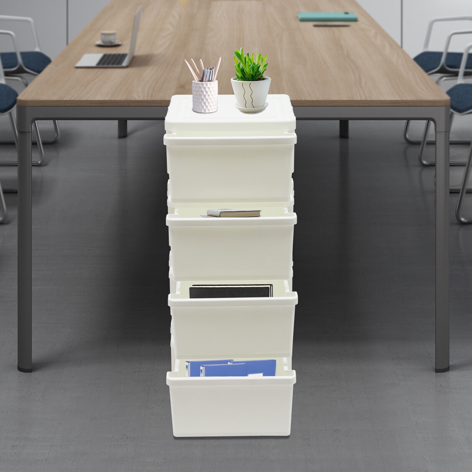 4 Drawer White Plastic Storage Organizer Container Floor Mounted ...