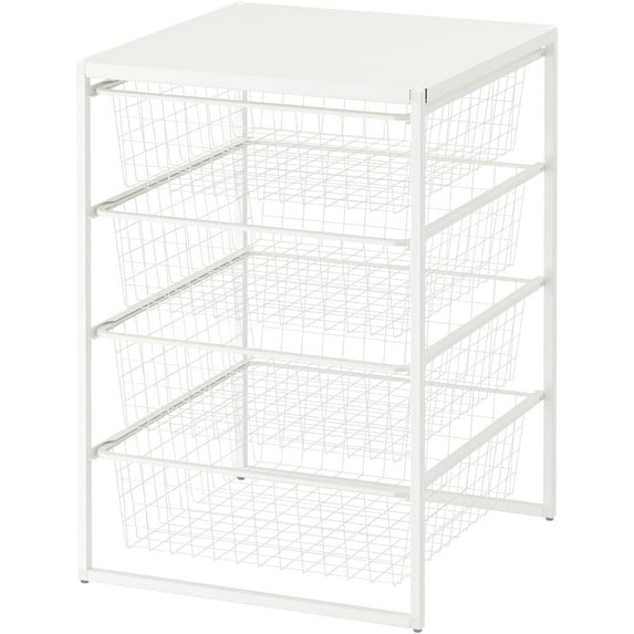4-Drawer Wire Storage Unit with Metal Frame, White, 19.6x20.1x27.5 ...