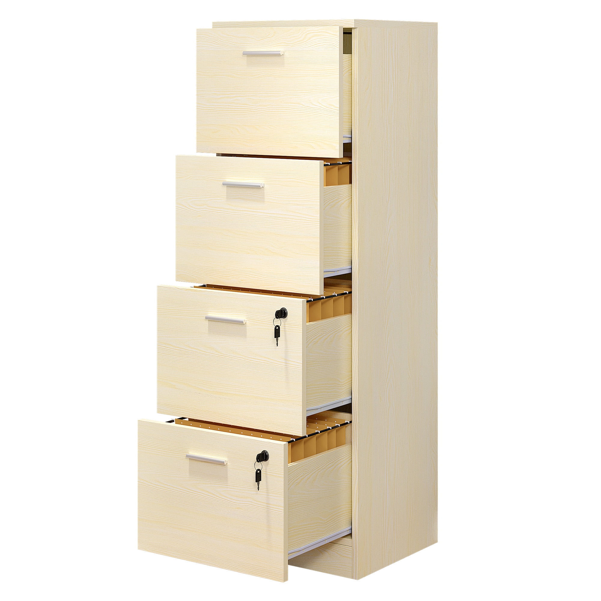 4-Drawer Wood File Cabinet with Lock,15.8" Deep Vertical Filing Cabinet ...