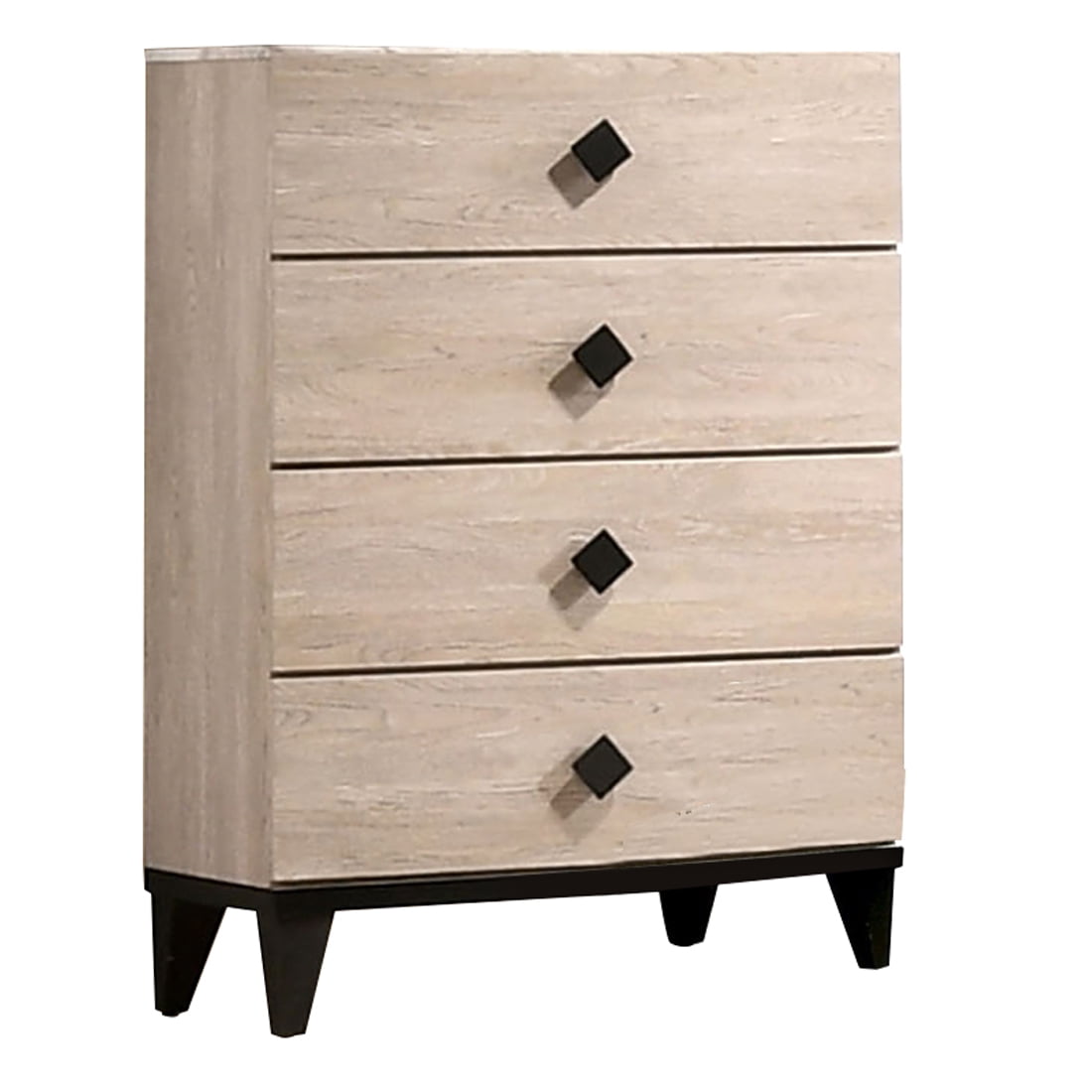 Benjara 4 Drawer Wooden Chest with Grains and Angled Legs, Gray-Color ...