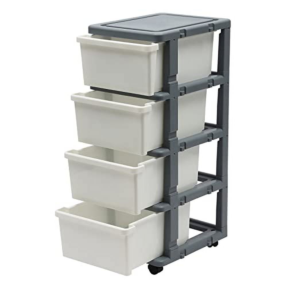 4 Drawers Cart, Rolling Plastic Storage Cart, Plastic Drawers and ...