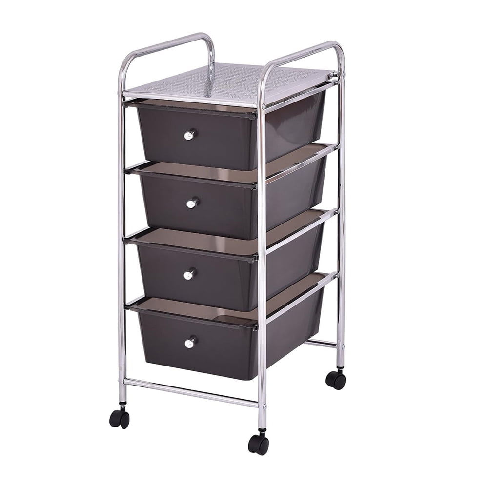 4-Drawers Cart Rolling Storage Cart, Versatile Bin Organizer with Steel ...