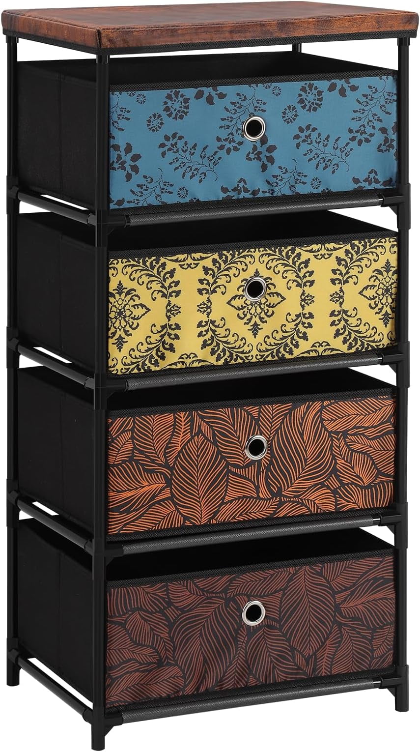 4 Drawers Clothes Storage Organizer,Small Fabric Storage Chest with ...