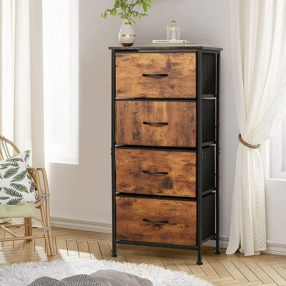 Dresser with 4 Drawers, Fabric Storage Tower, Organizer Unit for ...