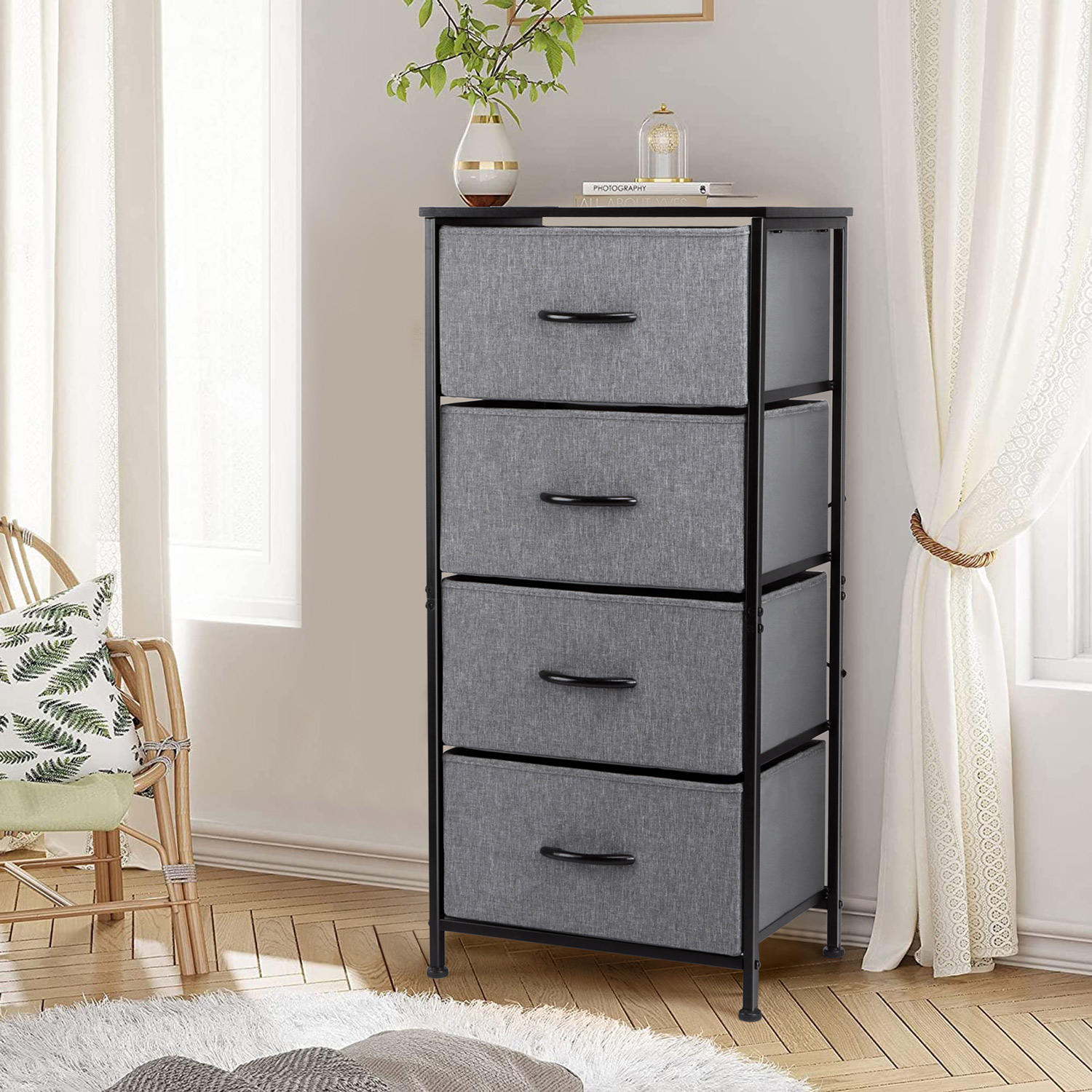Safavieh Herman 2-Drawer Storage Unit with 4 Wicker Baskets - Walmart.com