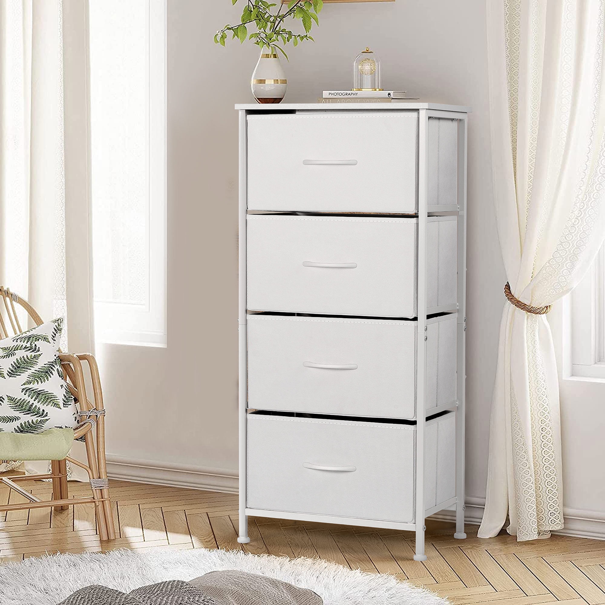 Vesteel 4 Drawers Dresser with Wooden Clothes Storage for Bedroom ...
