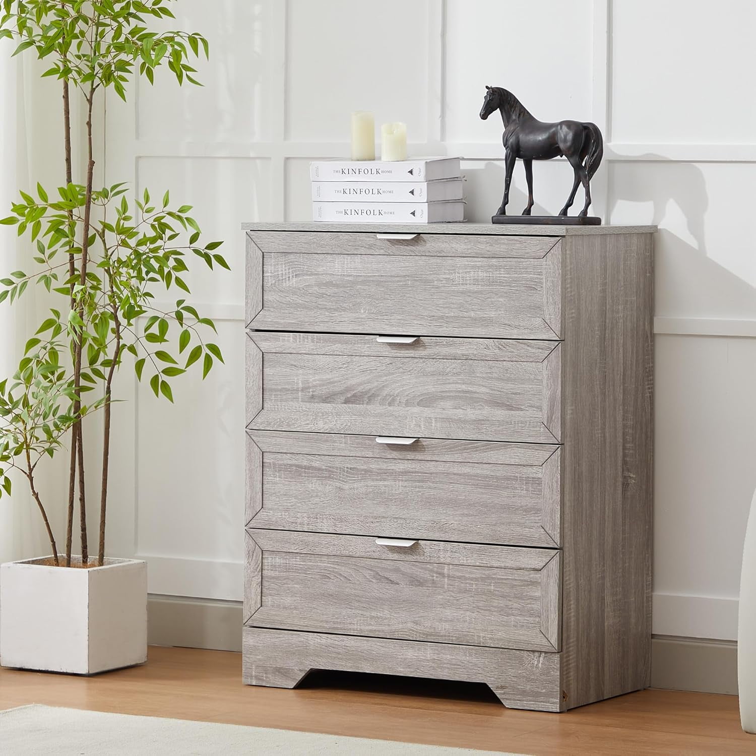4 Drawers Dresser, Wooden Dresser for Bedroom with Large Drawer Storage ...
