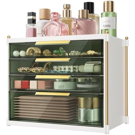4 Drawers Makeup Organizer- Bathroom Organizers and Storage, Plastic ...
