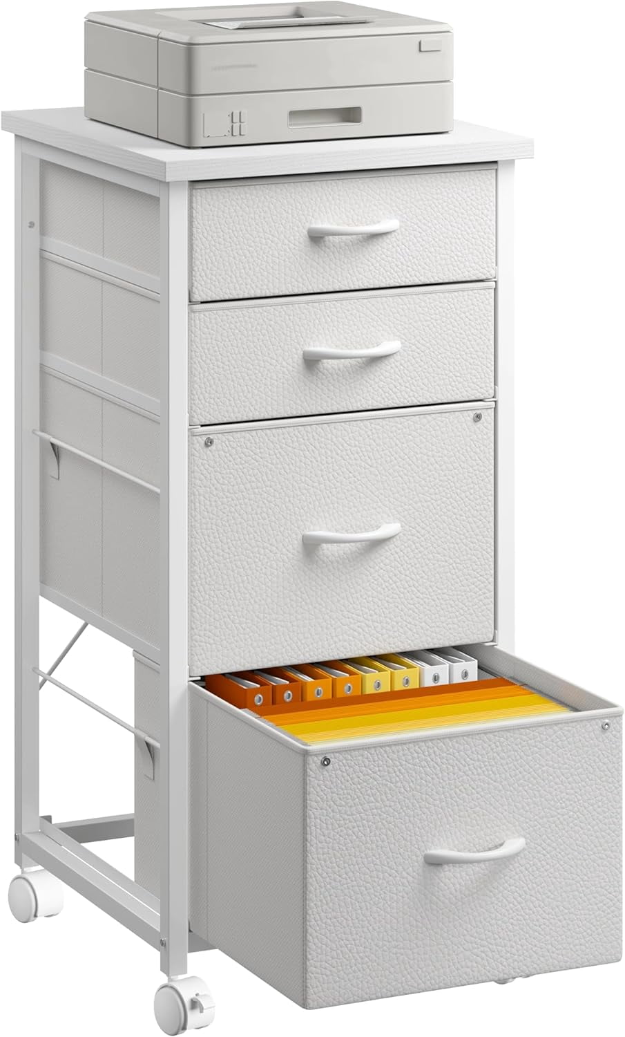 4 Drawers Mobile File Cabinet Vertical Filing Cabinet with Fabric ...