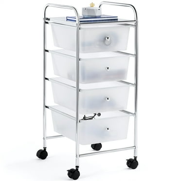 Homz® Plastic Storage Rolling Cart with Three Clear Drawers and Casters ...