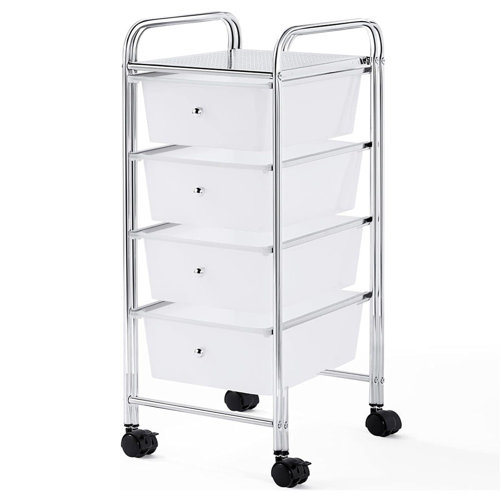 4 Drawers Rolling Cart, Utility Storage Cart with Lockable Wheels ...