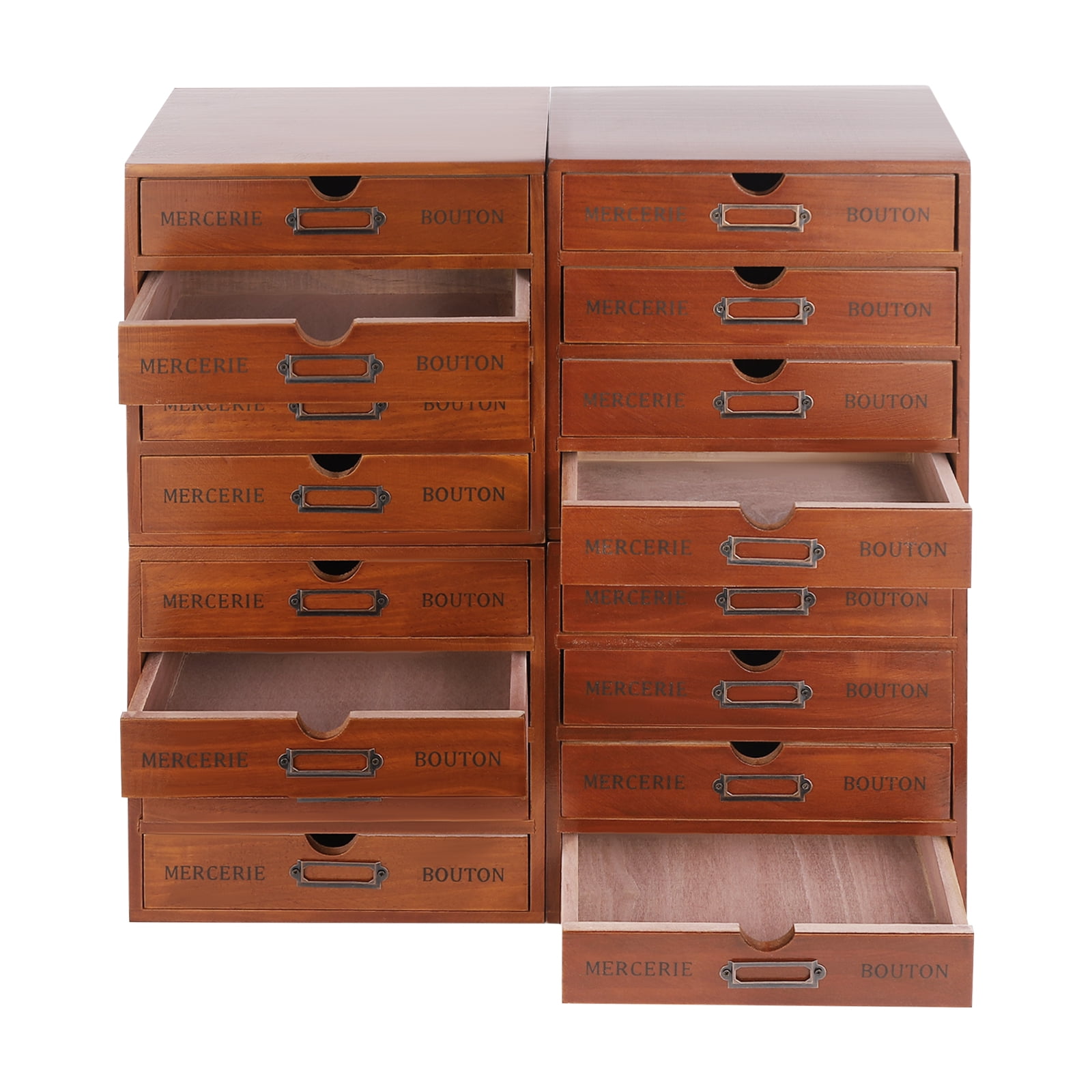 4 Drawers Stack-able Desktop Organizer Set of 4, Vintage Wood Office ...