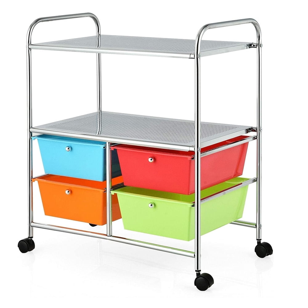 4 Drawers Storage Drawer Cart, Rolling Storage Cart, Tools Office ...