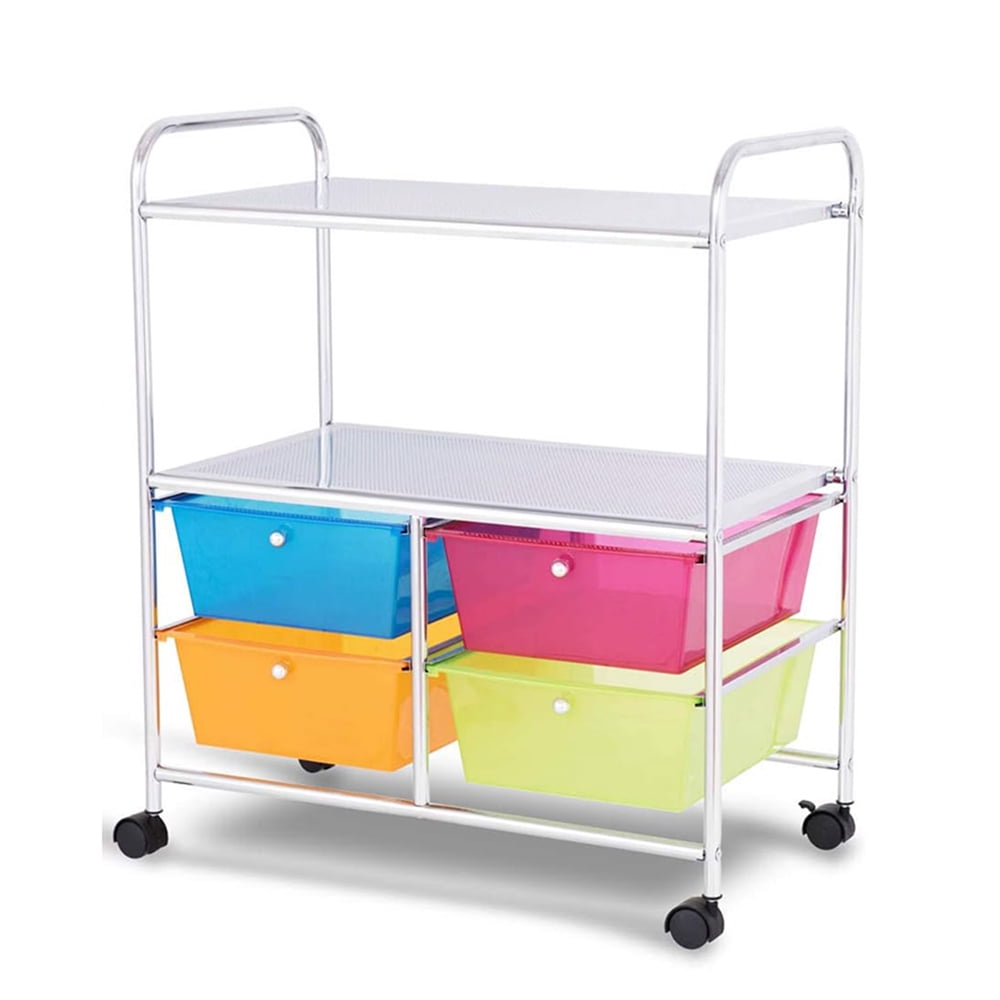 4 Drawers Storage Drawer Cart, Versatile Rolling Storage Cart with ...