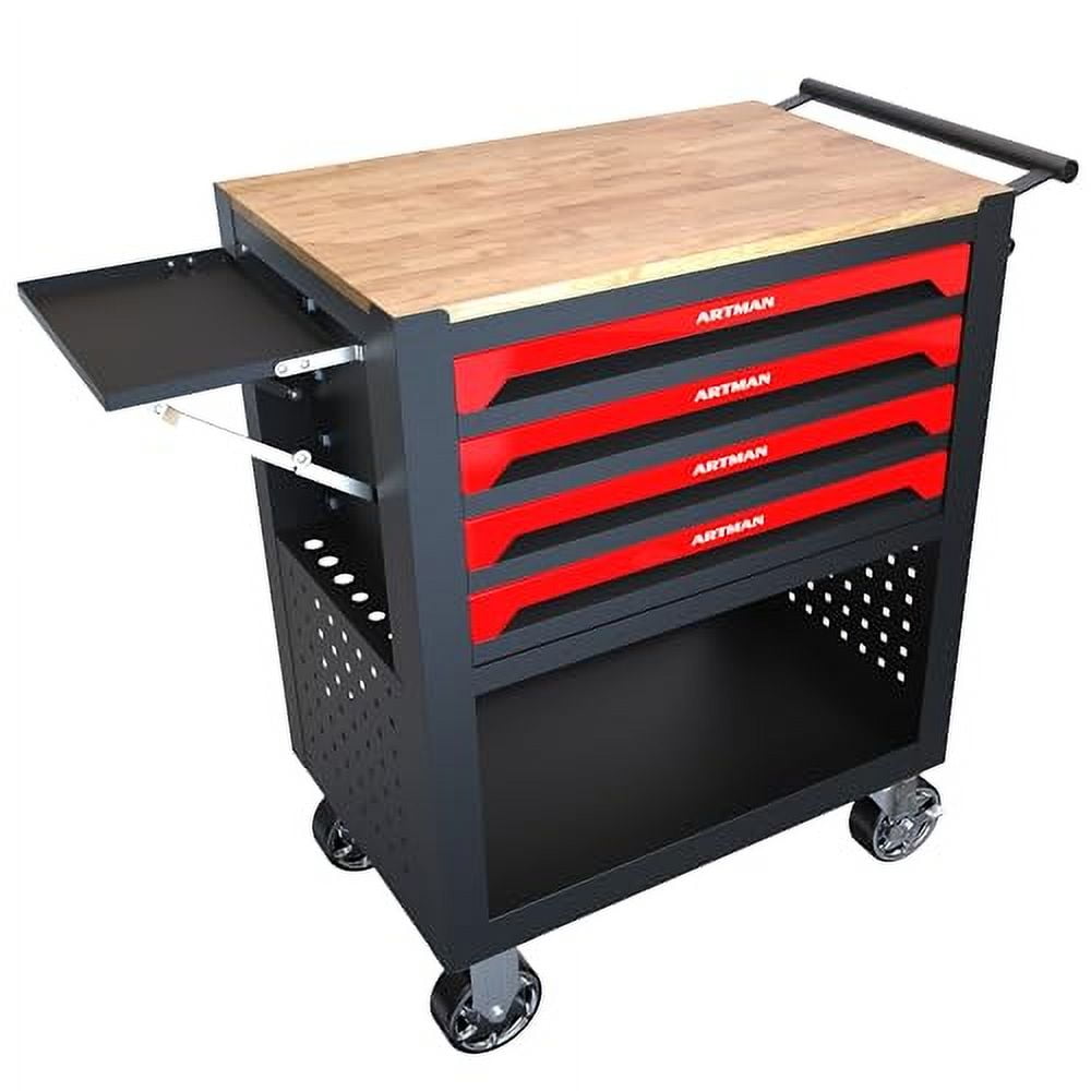 4 Drawers Tool Box with Wheels, Rolling Tool Chest Rolling Tool Cart ...
