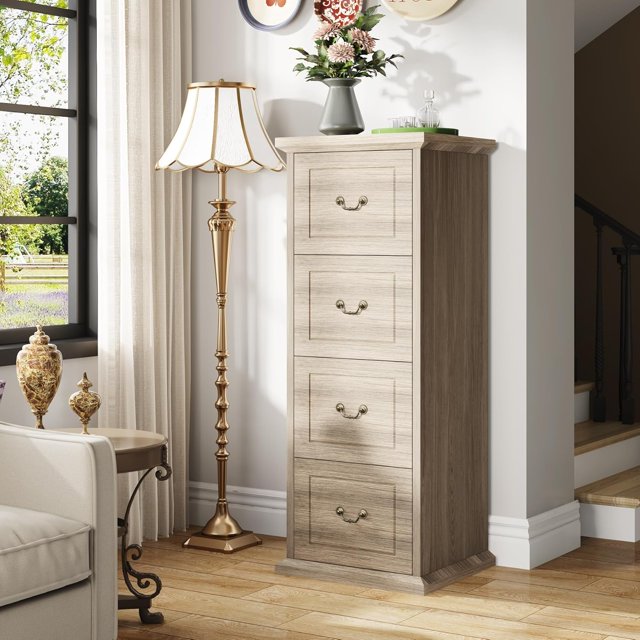 4-Drawers Vertical Storage Cabinet,Tall Dresser Cabinet,Freestanding ...