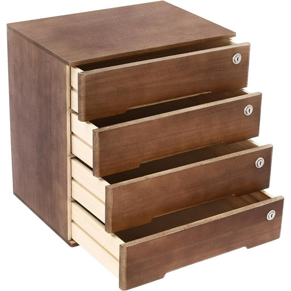 4 Drawers Wood Storage Box, Flat File Cabinet, Storage Cabinet ...