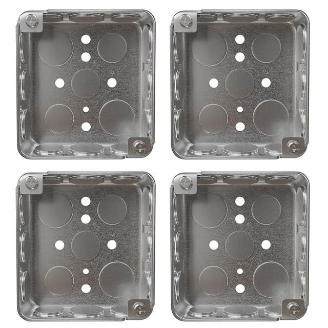 4" Drawn Square Electrical Box with 1/2 & 3/4-Inch Knockouts | 1-1/2 ...