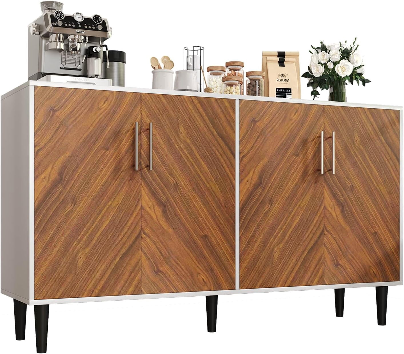 4 EVER WINNER 58" Sideboard Buffet Cabinet with 4 Doors and Adjustable ...