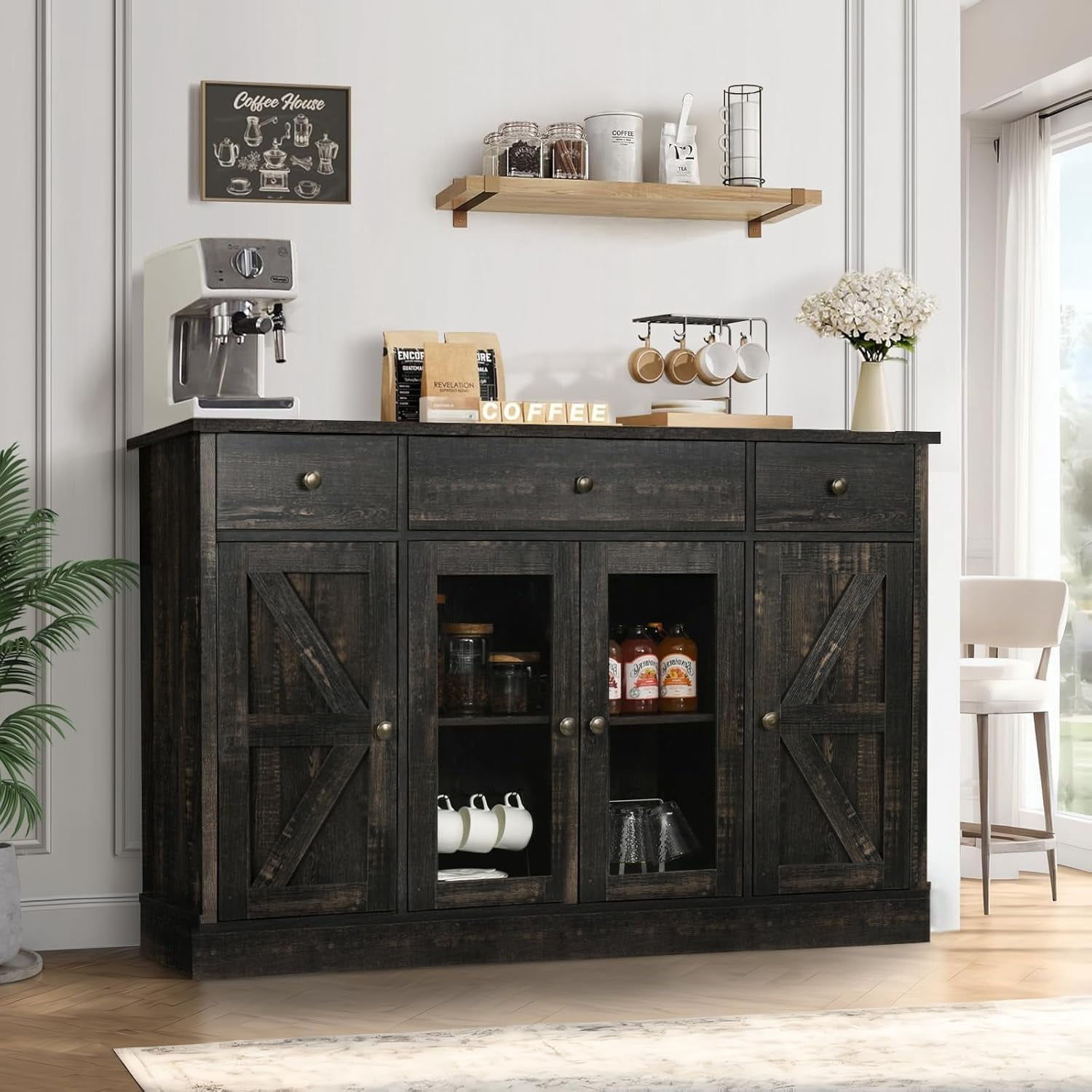 4 EVER WINNER Buffet Sideboard Cabinet with Storage, 55" Modern ...